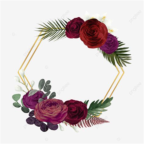 Watercolor Flower Frame Clipart Burgundy Floral Small Set Individual