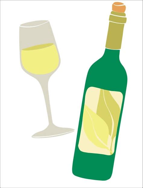 Uma garrafa de vinho branco e um copo cheio ilustração vetorial itália