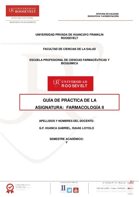 GUIA DE Farmacología II Farmacologia Universidad Roosevelt Studocu