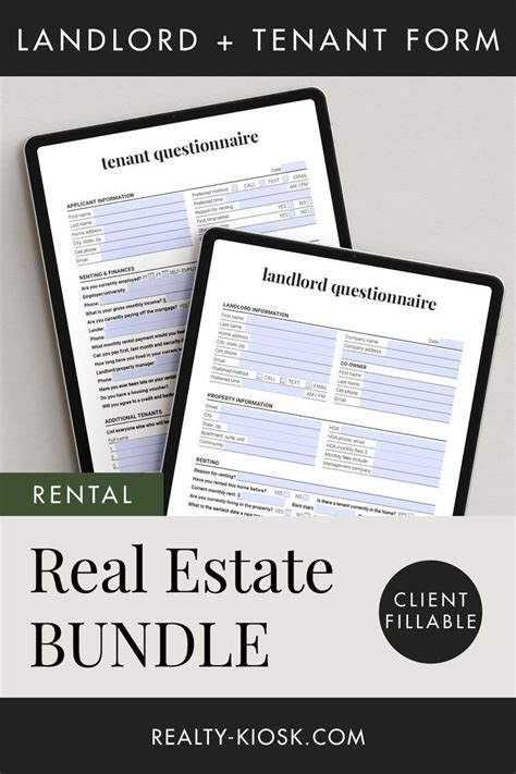 Real Estate Bundle Of Client Fillable Landlord And Tenant Questionnaire