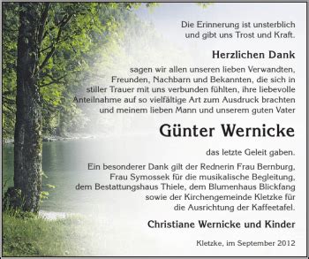 Traueranzeigen von Günter Wernicke Trauer Nordkurier