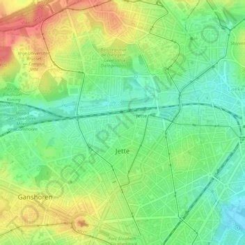 Topografische kaart Jette hoogte reliëf