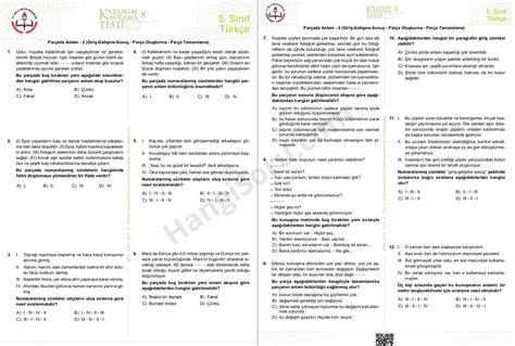 5 Sınıf Türkçe Testleri ve Cevapları PDF İndir HangiSoru