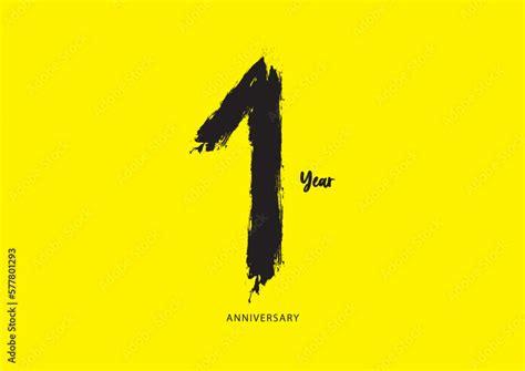 1 Year Anniversary Celebration Logotype On Yellow Background 1 Number