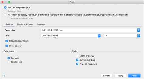 print intellij idea documentation