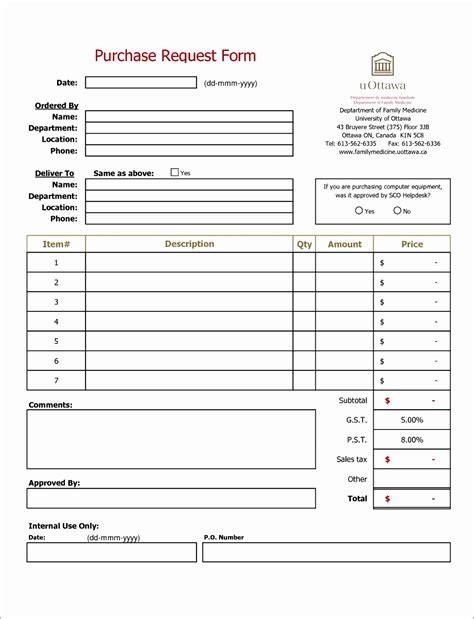 Purchase Order Request Form Template Excel Templates