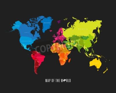 Mapa do mundo diferentes continentes coloridos ilustração