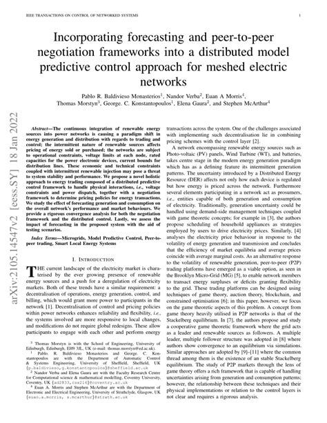 pdf incorporating forecasting and peer to peer negotiation frameworks into a distributed model