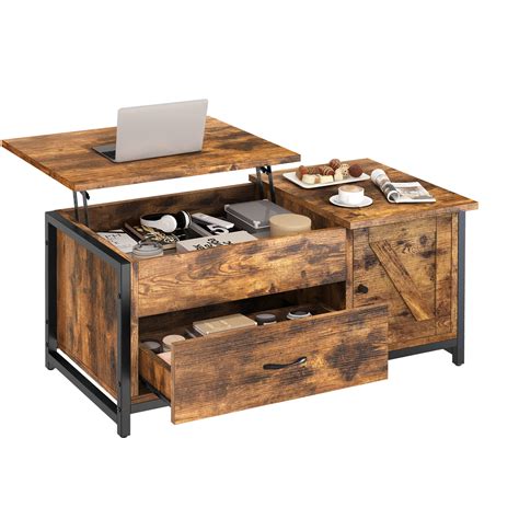 Buy FABATO 41 7 Lift Top Coffee Table With Storage Drawer Hidden