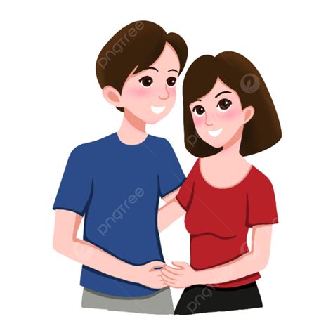 귀여운 일러스트 만화 남자와 여자 클립 아트 푸른 빨간 천 PNG 일러스트 및 PSD 이미지 무료 다운로드 Pngtree