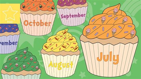 Printable Birthday Cupcakes Clipart With Months