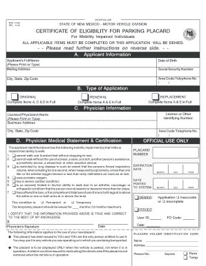 Nm Handicap Placard 2002 2024 Form Fill Out And Sign Printable PDF