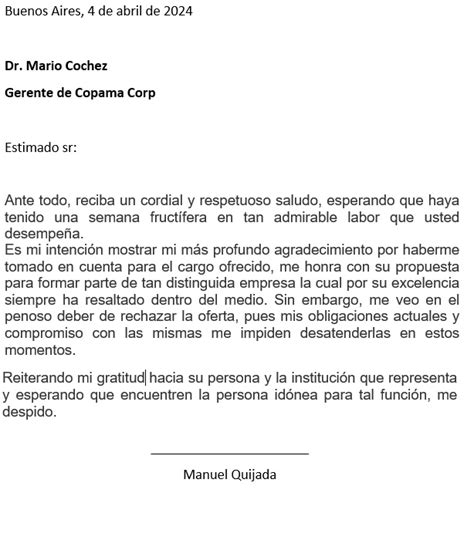 Carta De Agradecimiento A Una Persona