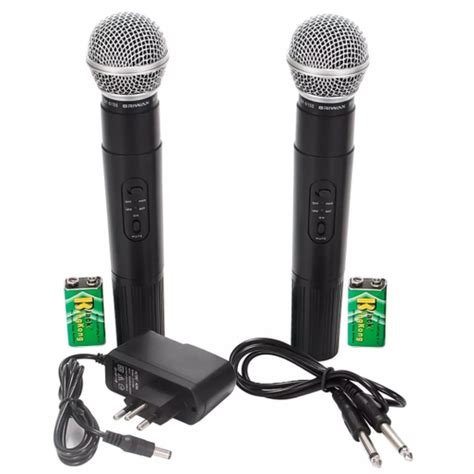 Microfone Digital Sem Fio Duplo Wireless Uhf Karaokê Igreja em Promoção