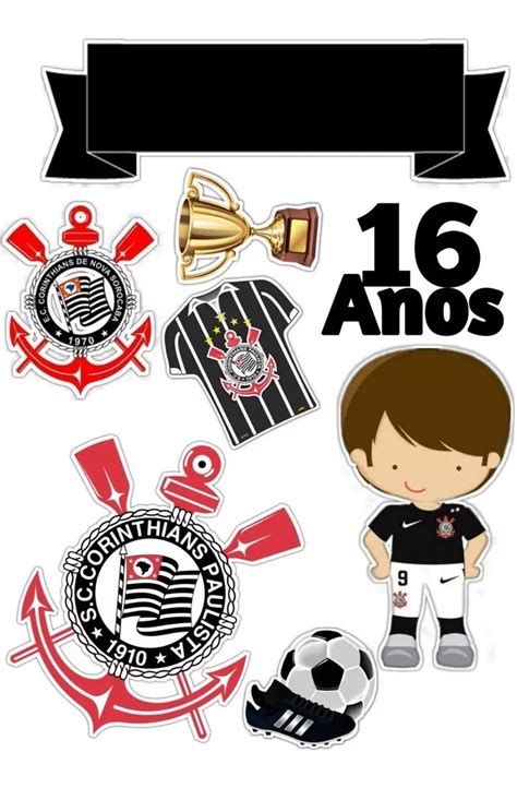 Topo Topper de Bolo Personalizado Corinthians Decoração Festa
