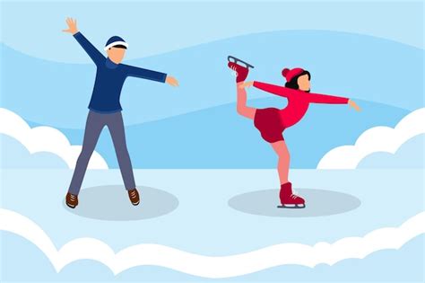 Patinaje Sobre Hielo Vector Premium