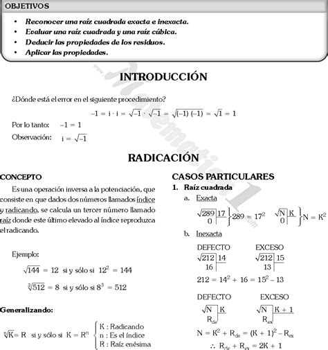 POTENCIACION Y RADICACION PROBLEMAS RESUELTOS EN ARITMETICA PDF