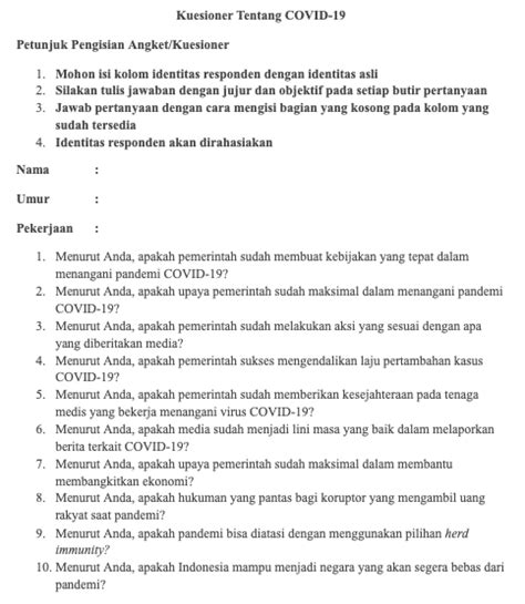 Detail Contoh Kuesioner Terbuka Koleksi Nomer 18