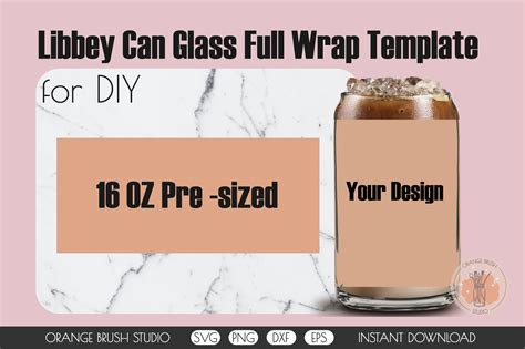 Libbey 16 Oz Can Glass Full Wrap Template Dimensions