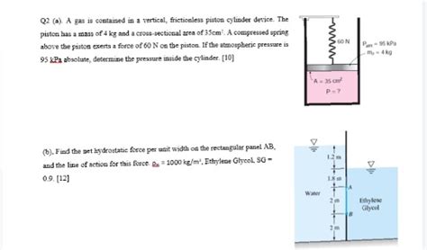 Solved Q A A Gas Is Contained In A Vertical Chegg