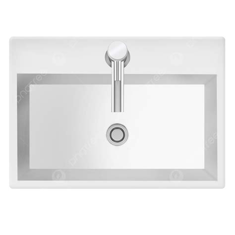 Basin Top View Transparent Illustration Realistic Rectangular Bathroom