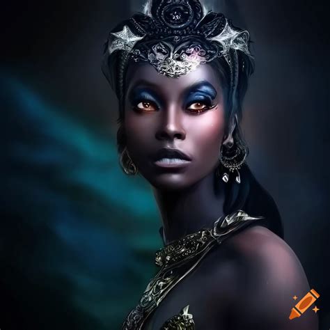A Woman With Black Hair Fantasy Art Fierce Dark Skin Female Goddess Intricate Biopunk