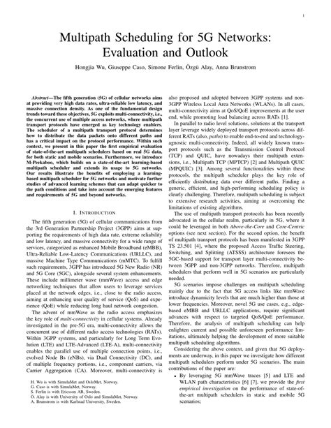 pdf multipath scheduling for 5g networks evaluation and outlook