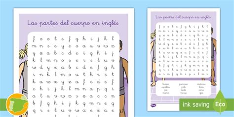 A1 Sopa de letras Las partes del cuerpo en inglés