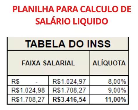 Planilha Calculo De Salário Liquido Moderna E Atualizada Parcelamento