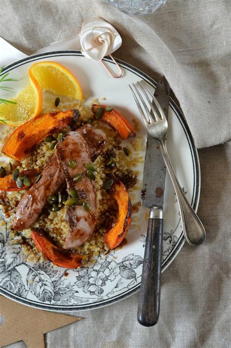 Aiguillettes de canard à l orange balsamique et courge rôtie