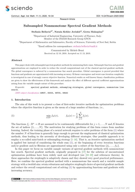 pdf subsampled nonmonotone spectral gradient methods