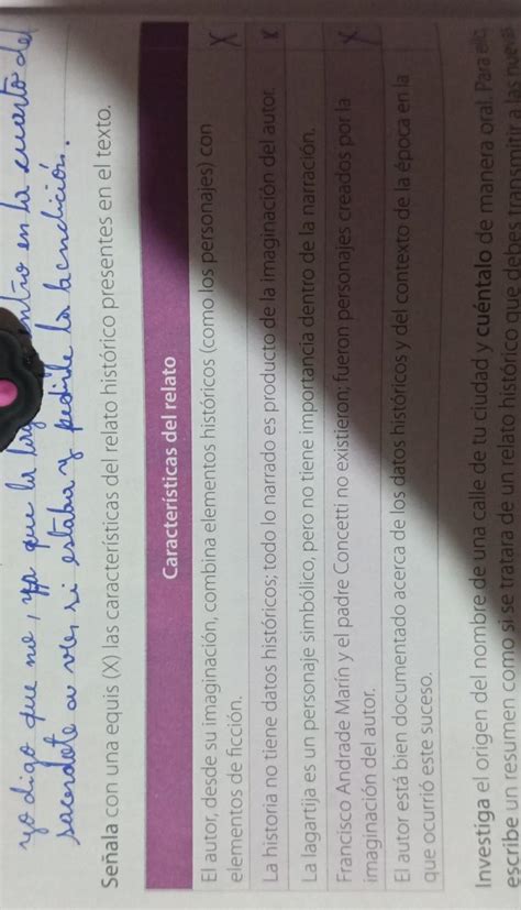 Señala con una equis X las características del relato histórico