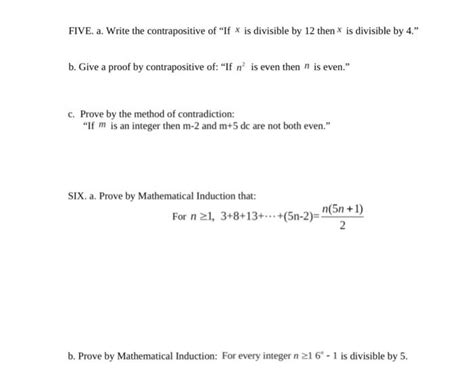 solved five a write the contrapositive of if x is