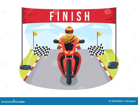 Motorcycle Racing Championship On The Racetrack Illustration With Racer