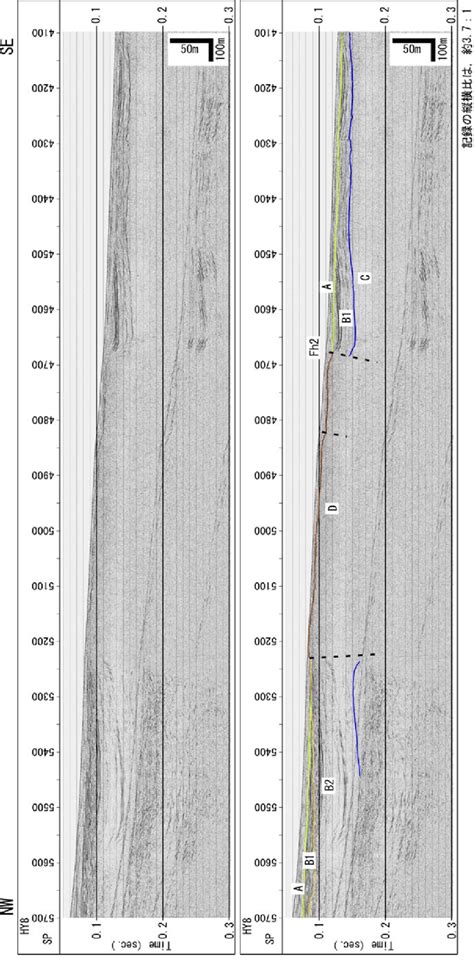 Multichannel Seismic Reflection Profile Line HY8 SP4100 5700 Top