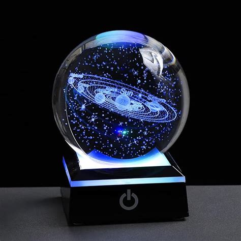 Bola de cristal con sistema solar 3D con base táctil de iluminación
