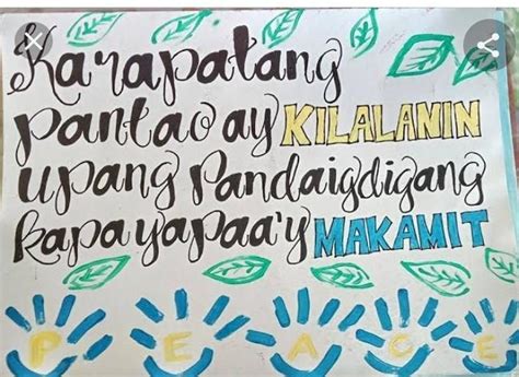 Slogan Na Nagpapakita Ng Pagpapahalaga Sa Karapatang Pantao Sa Ating