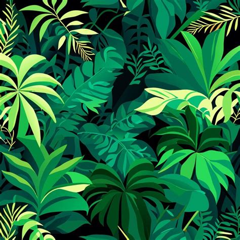 Premium Vector Abstract Tropical Seamless Pattern With Green Flowers