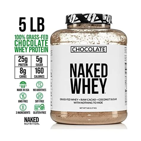 Naked Whey Protein Supplement Powder Chocolate Gmo Free Soy Free