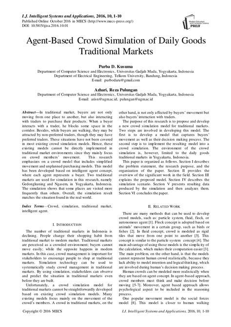 pdf agent based crowd simulation of daily goods traditional markets