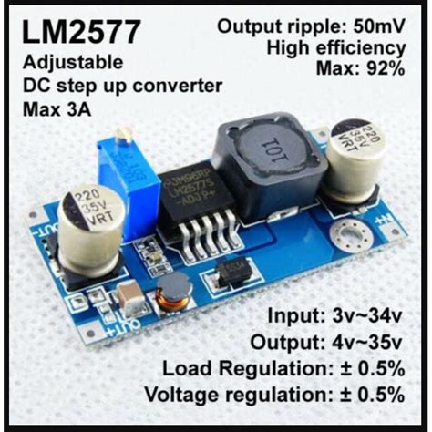 Jual LM2577 3A DC DC Adjustable Step Up Boost Converter Module Penaik