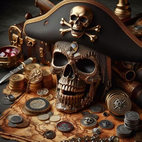 A Pirate Skull With A Captains Hat Premium AI Generated Image