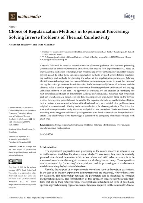 pdf choice of regularization methods in experiment processing solving inverse problems of