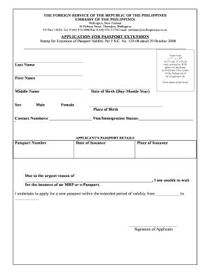 Fillable Online Wellingtonpe Dfa Gov Passport Extension Form Republic