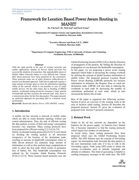 pdf framework for location based power aware routing in manet
