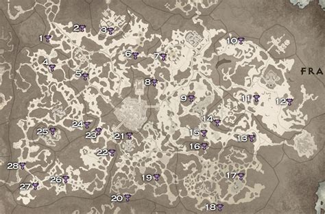 Diablo IV Guide de zone Les pics Brisés 100 de renommée Autels