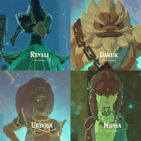Revali Daruk Urbosa Mipha The 4 Champions Legend Of Zelda Memes