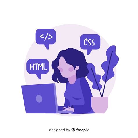 Free Vector Colorful Illustration Of Female Programmer Working