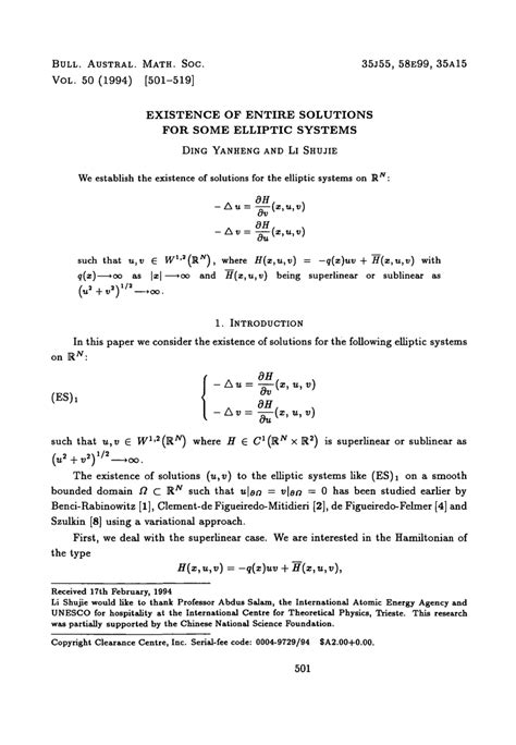 pdf existence of entire solutions for some elliptic systems