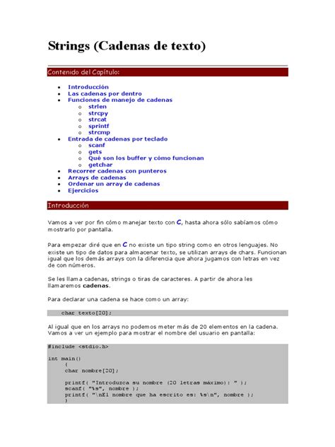 strings pdf cadena informática puntero programación de computadora